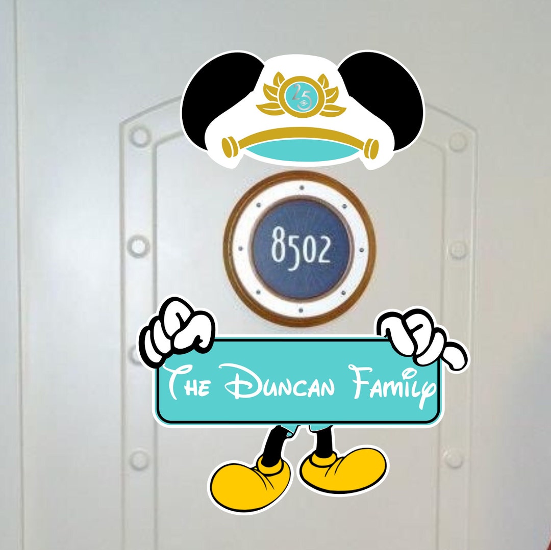 25th Anniversary Captain Mouse Holding Family Name Banner Cruise Door ...