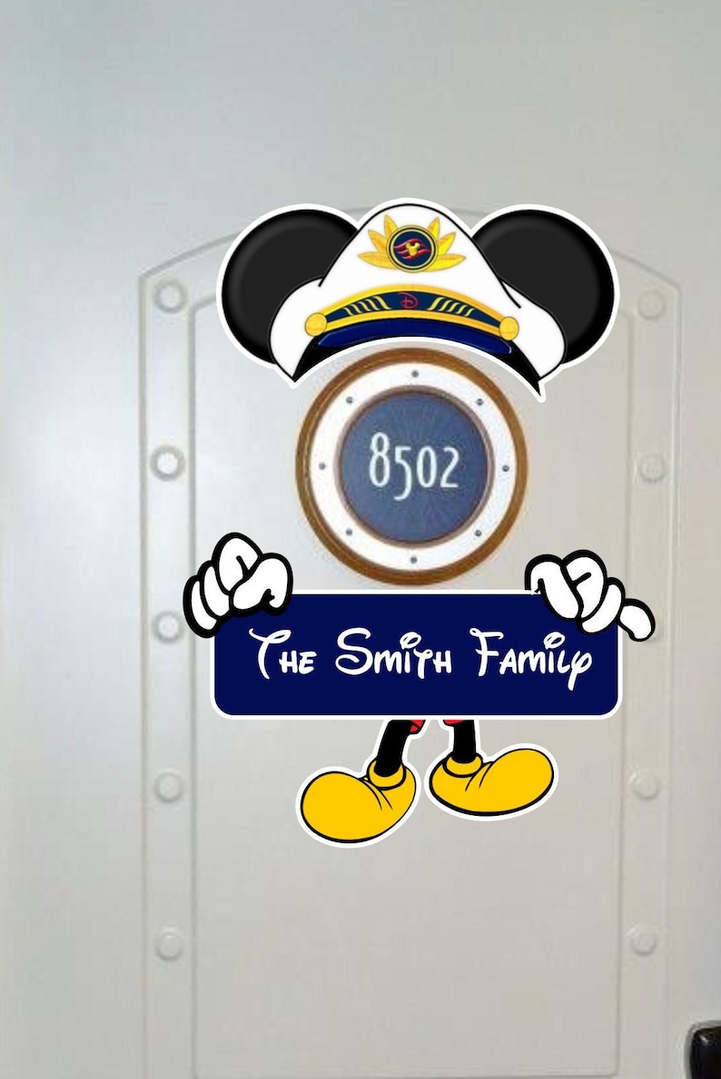 Captain Mickey Holding Family Name Banner Disney Cruise Door - Etsy