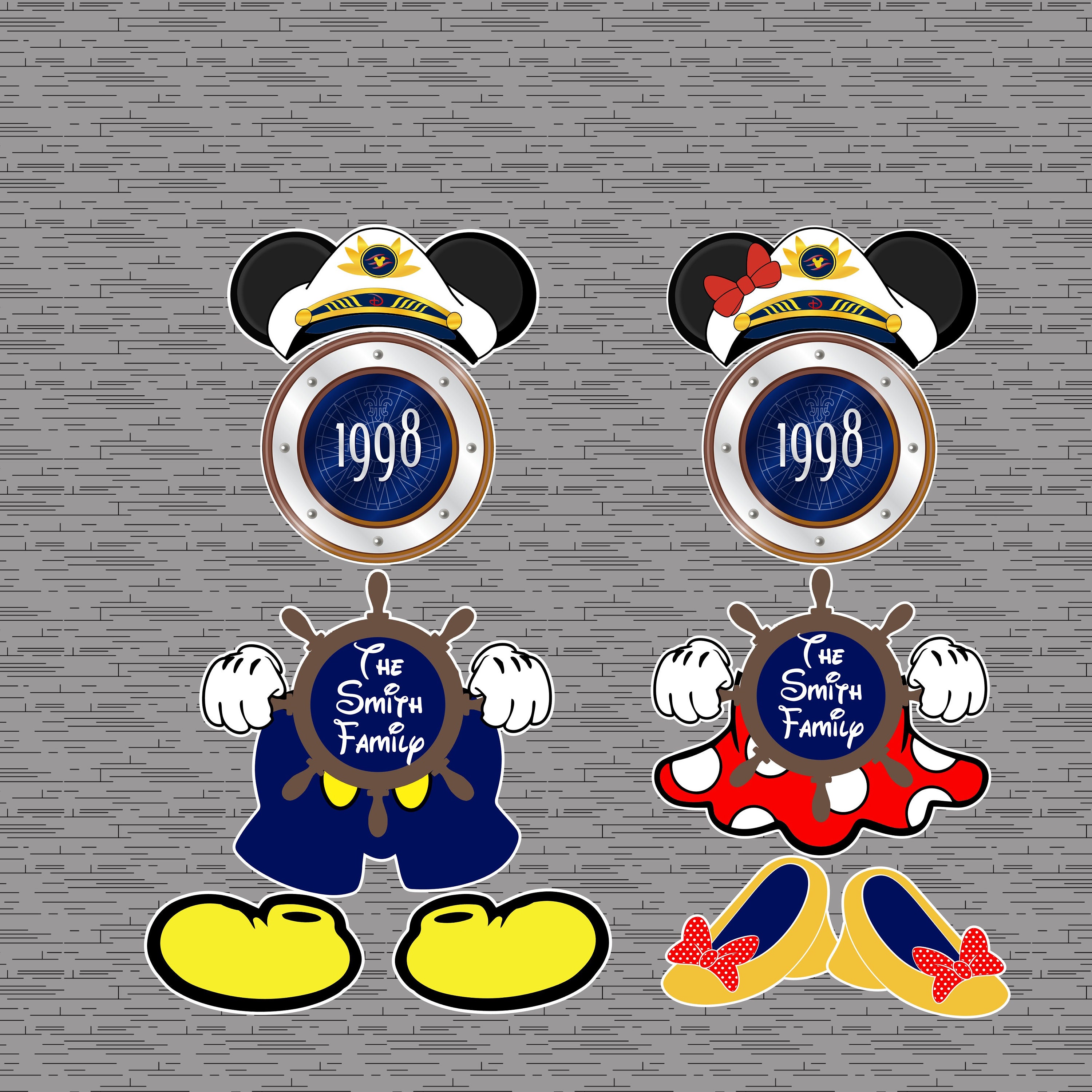 Captain Mickey or Captain Minnie Porthole Characters Disney Cruise Door ...