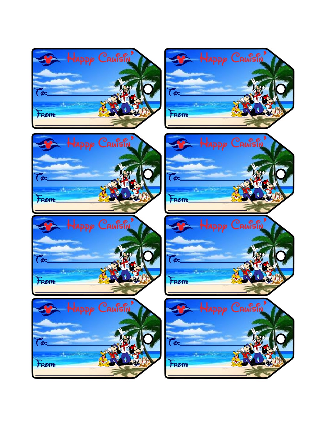 Happy Cruisin With Goofy and Friends Fish Extender Tags / Gift Tags ...