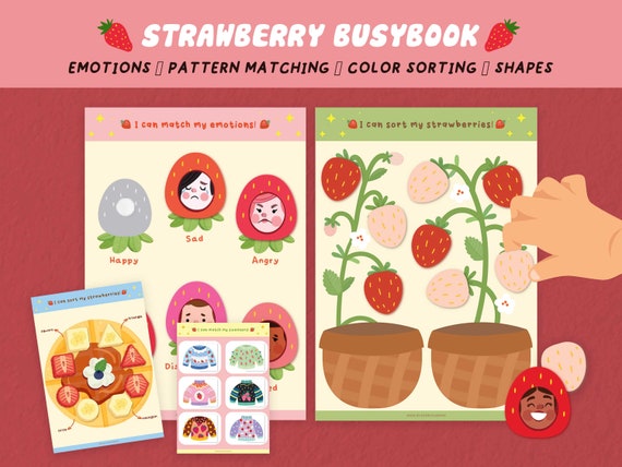Strawberry Busy Book Printable Activity Worksheet Busy Bag | Etsy