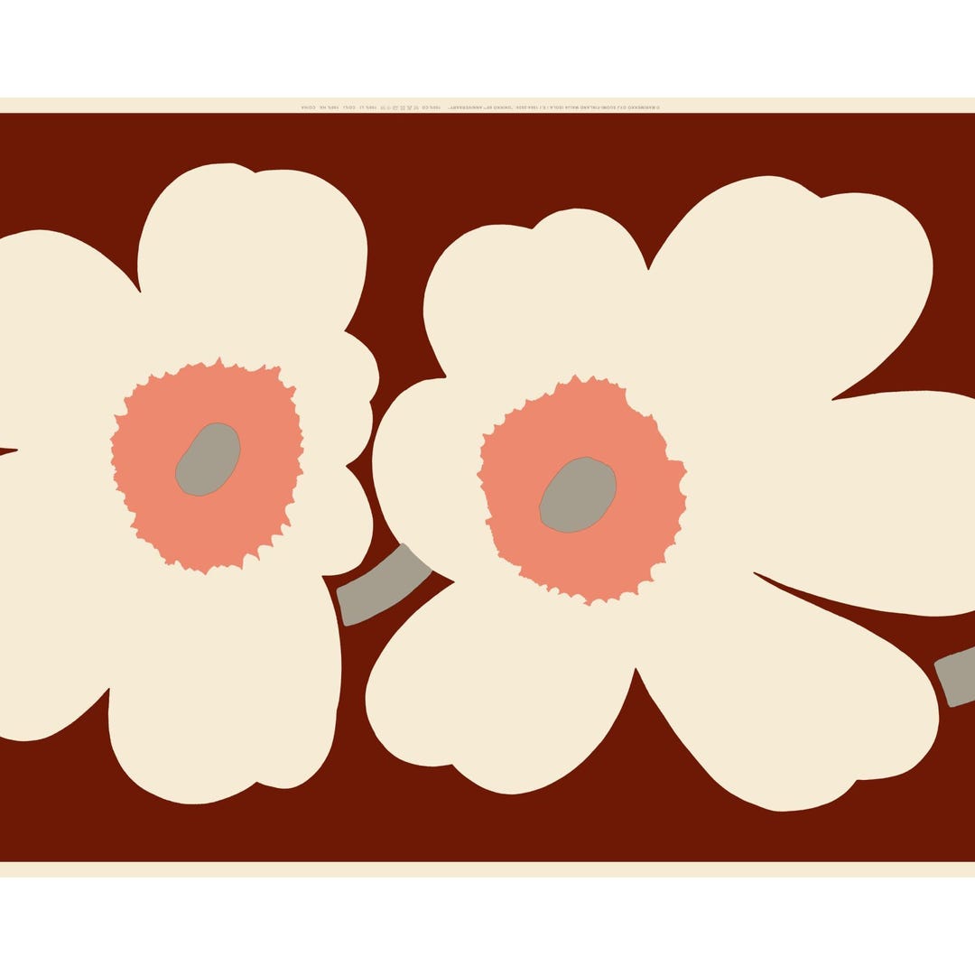 Marimekko Fabric, Huge Size Unikko 60 Anniversary Pattern, Satin Cotton ...