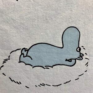 Vintage Moomin Curtain Cotton, Light Grey-blue Background, Big Moomin ...