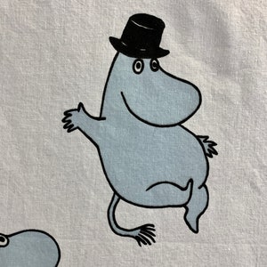 Vintage Moomin Curtain Cotton, Light Grey-blue Background, Big Moomin ...