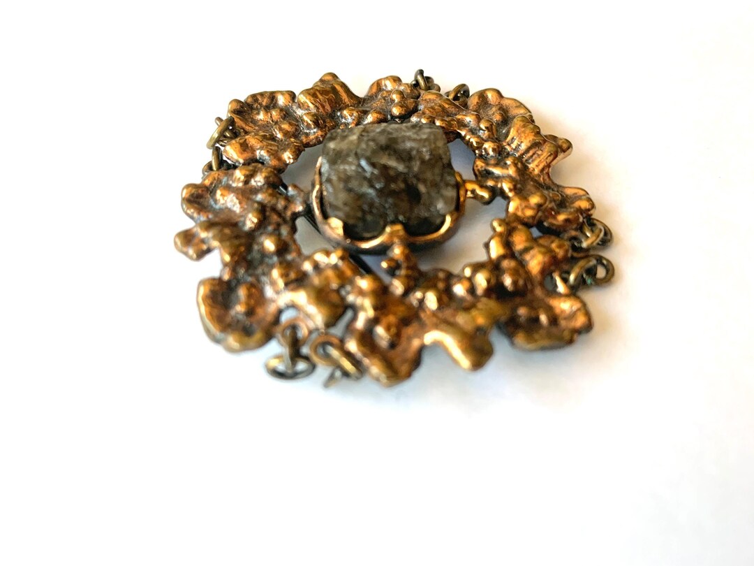 Pentti Sarpaneva, Bronze, Modernist, Brooche With Raw Jewel Stone, 70s ...