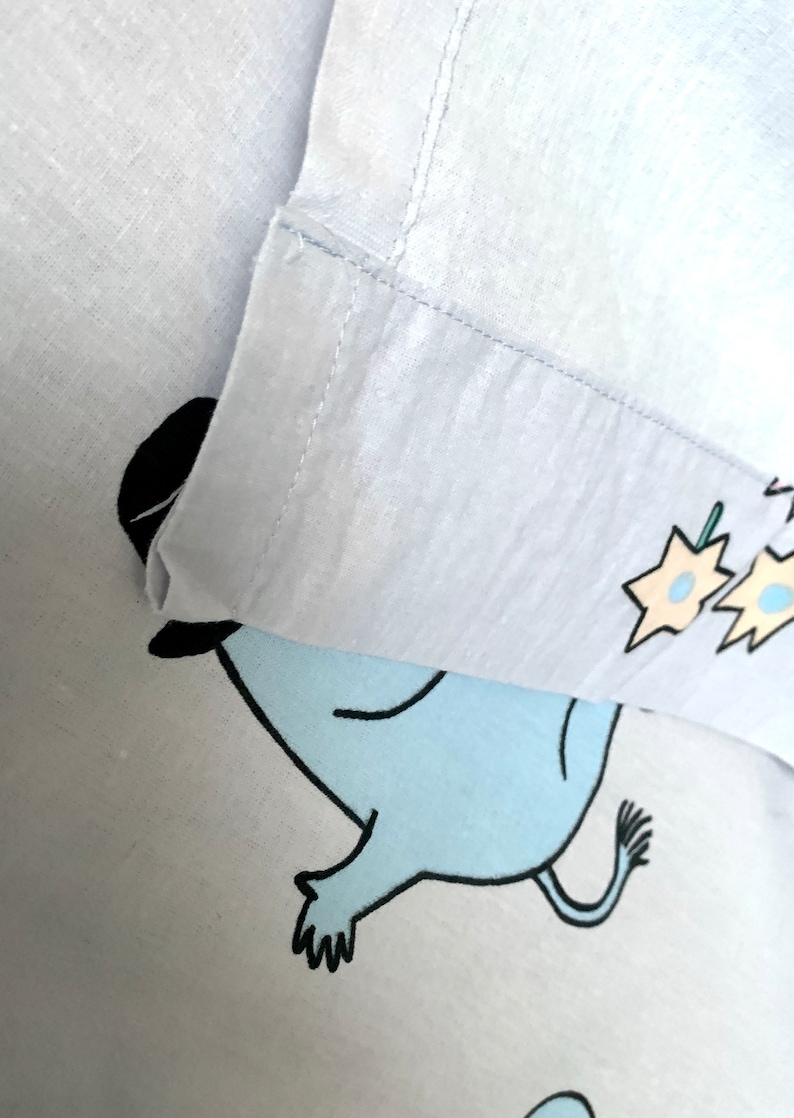 Vintage Moomin Curtain Cotton, Light Grey-blue Background, Big Moomin ...