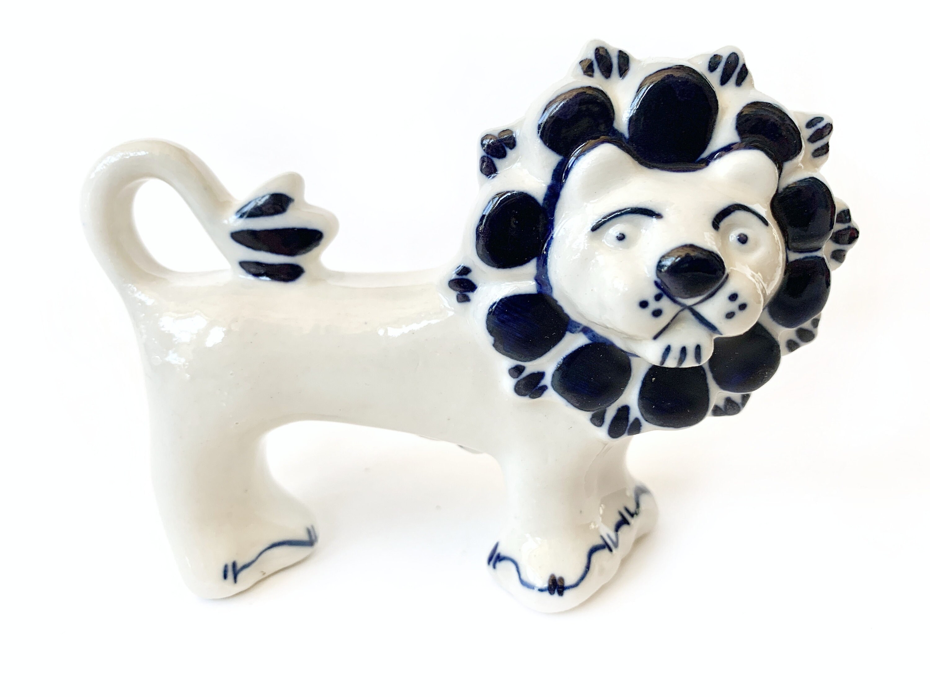 Lomonosov Porcelain Figurine Lion Gzhel USSR Blue - Etsy