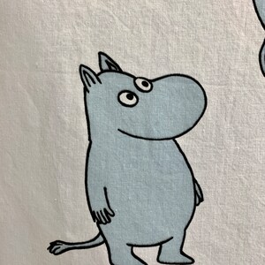 Vintage Moomin Curtain Cotton, Light Grey-blue Background, Big Moomin ...