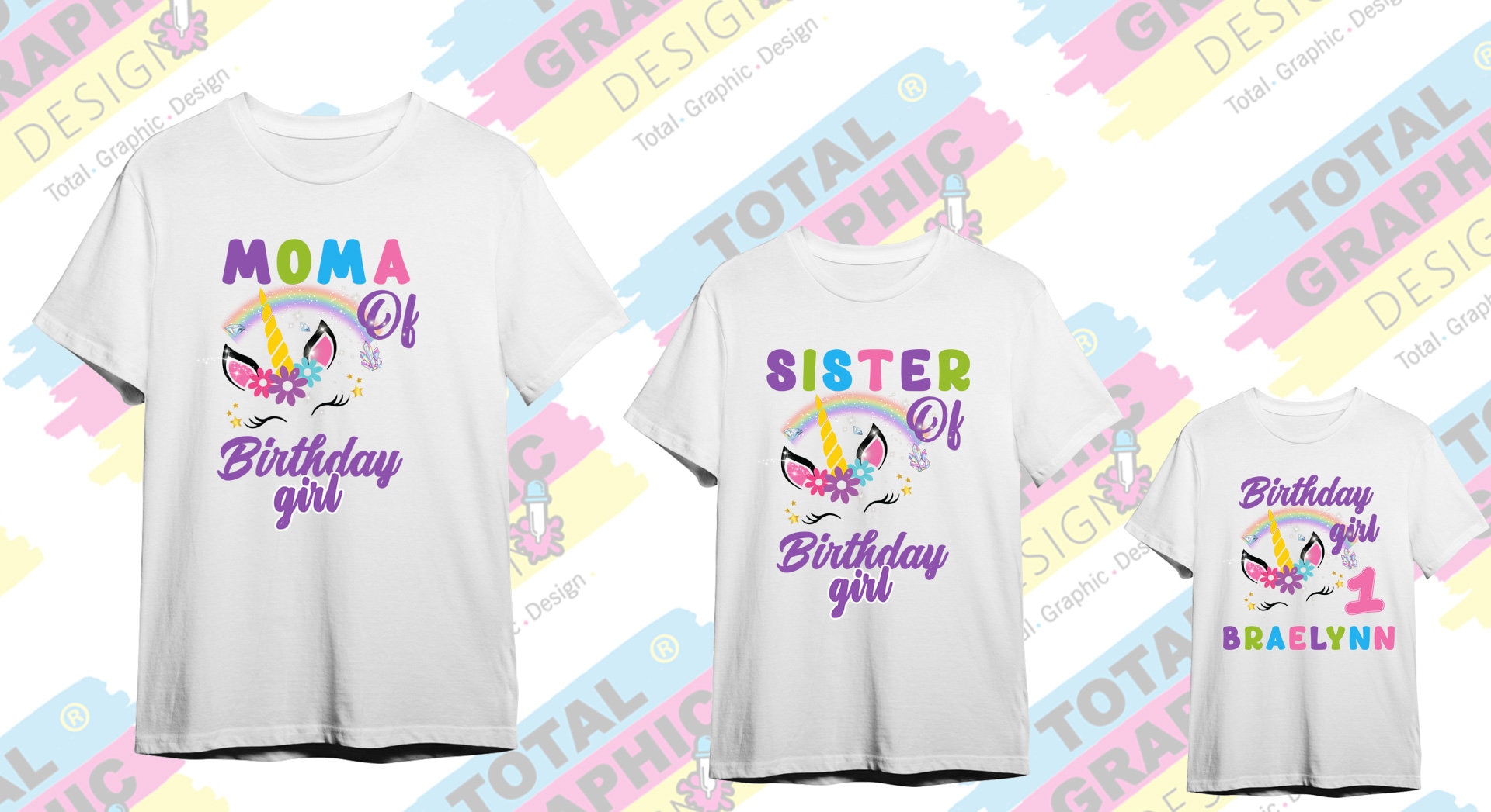 Unicorn Face Birthday Girl Image Personalized ANY NAME NUMBER Png ...