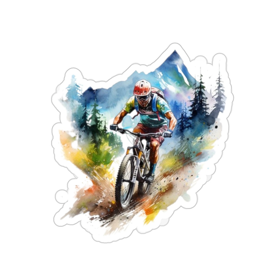 Mountain Bike Sticker, Biker Sticker for Laptops, Planners, Scrapbooks ...