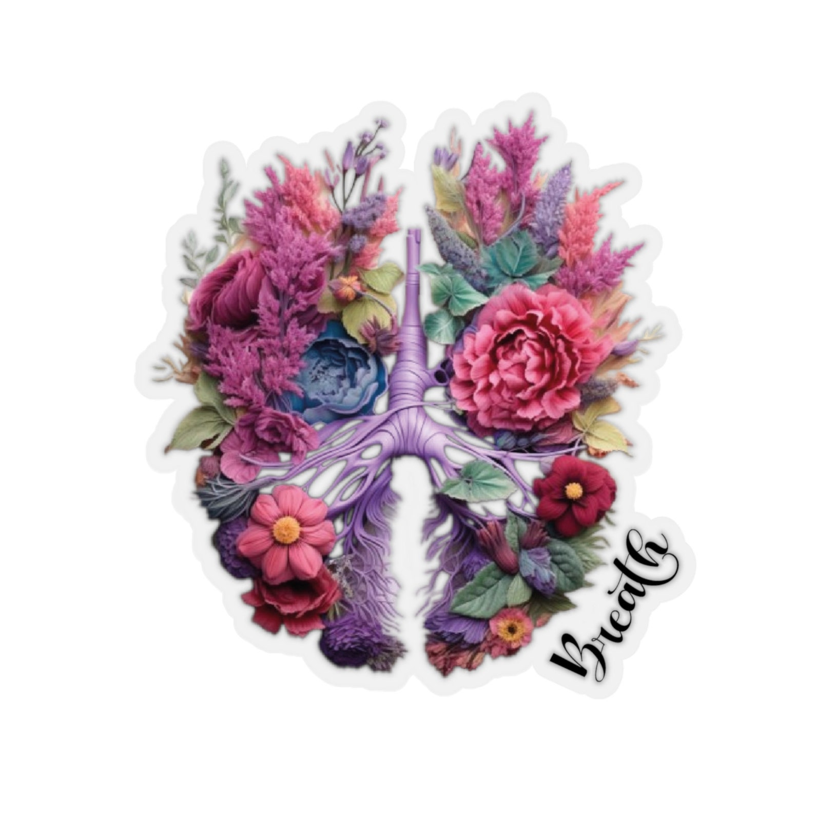 Floral Lung Sticker, , Lungs Stickers, Breath Stickers, Nurse Vinyl ...