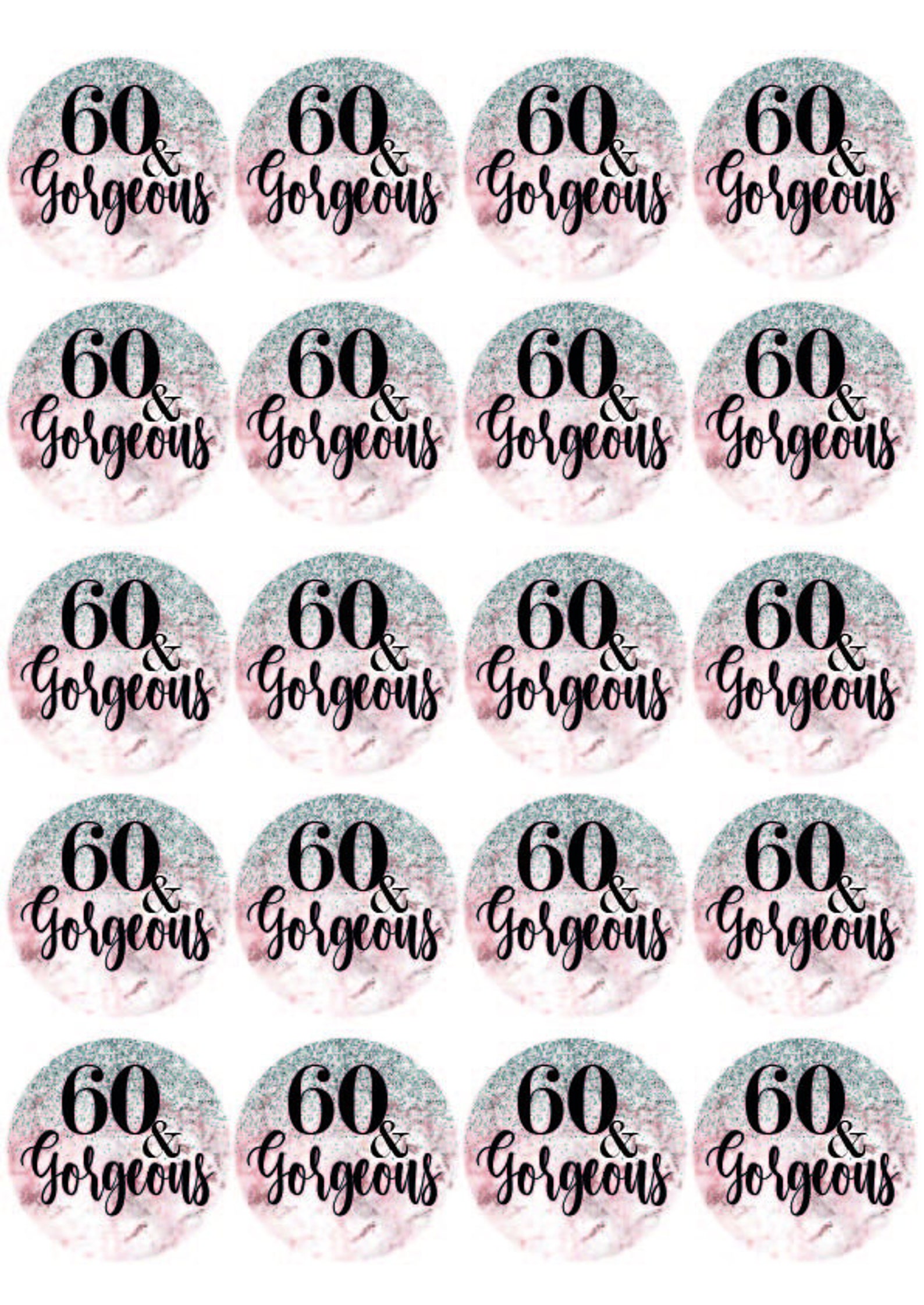 Printable 60 and Gorgeous 60th Birthday Party Tags With Rose and Grey ...