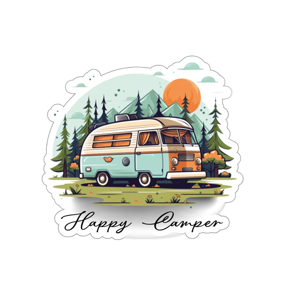 Happy Camper Stickers, Camp Life, Camping Adventure Stickers, Laptop ...