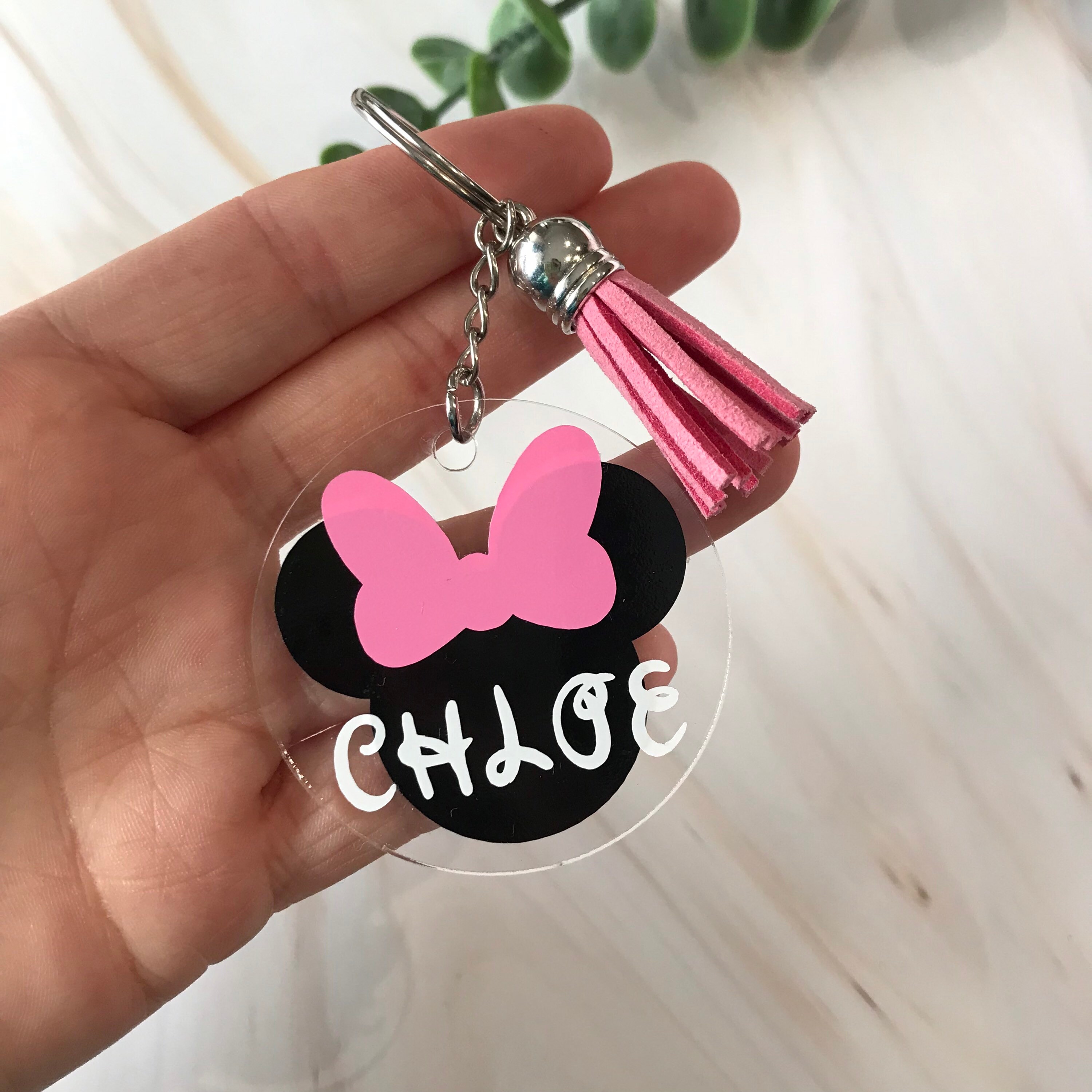 Personalized Minnie Mouse Acrylic Keychain, Keyring Disney Charm Custom ...