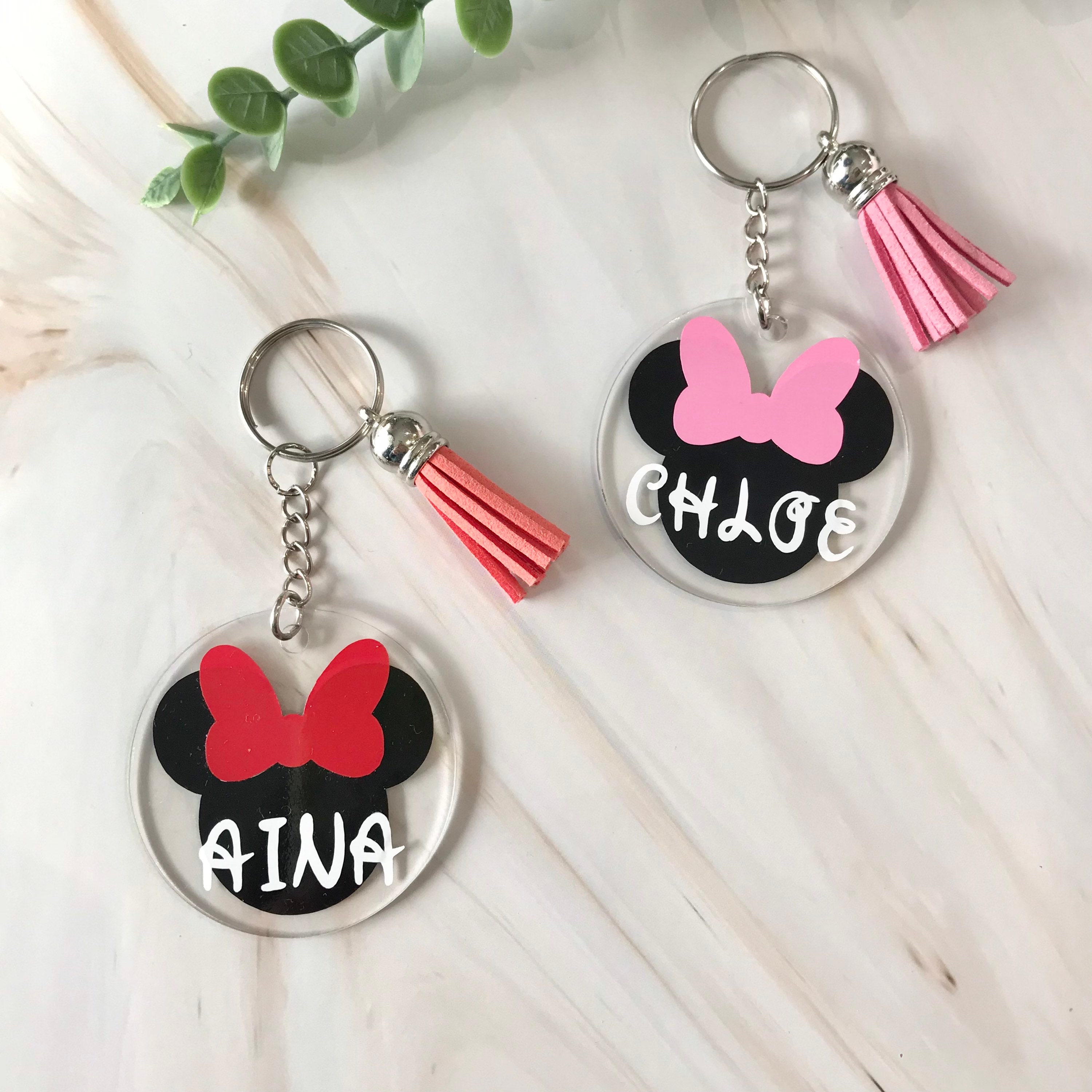 Personalized Minnie Mouse Acrylic Keychain, Keyring Disney Charm Custom ...