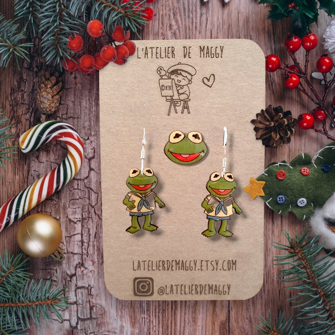 Gift Idea: Kermit the Frog Dangle Earrings | Muppet Show Jewelry | Gift ...