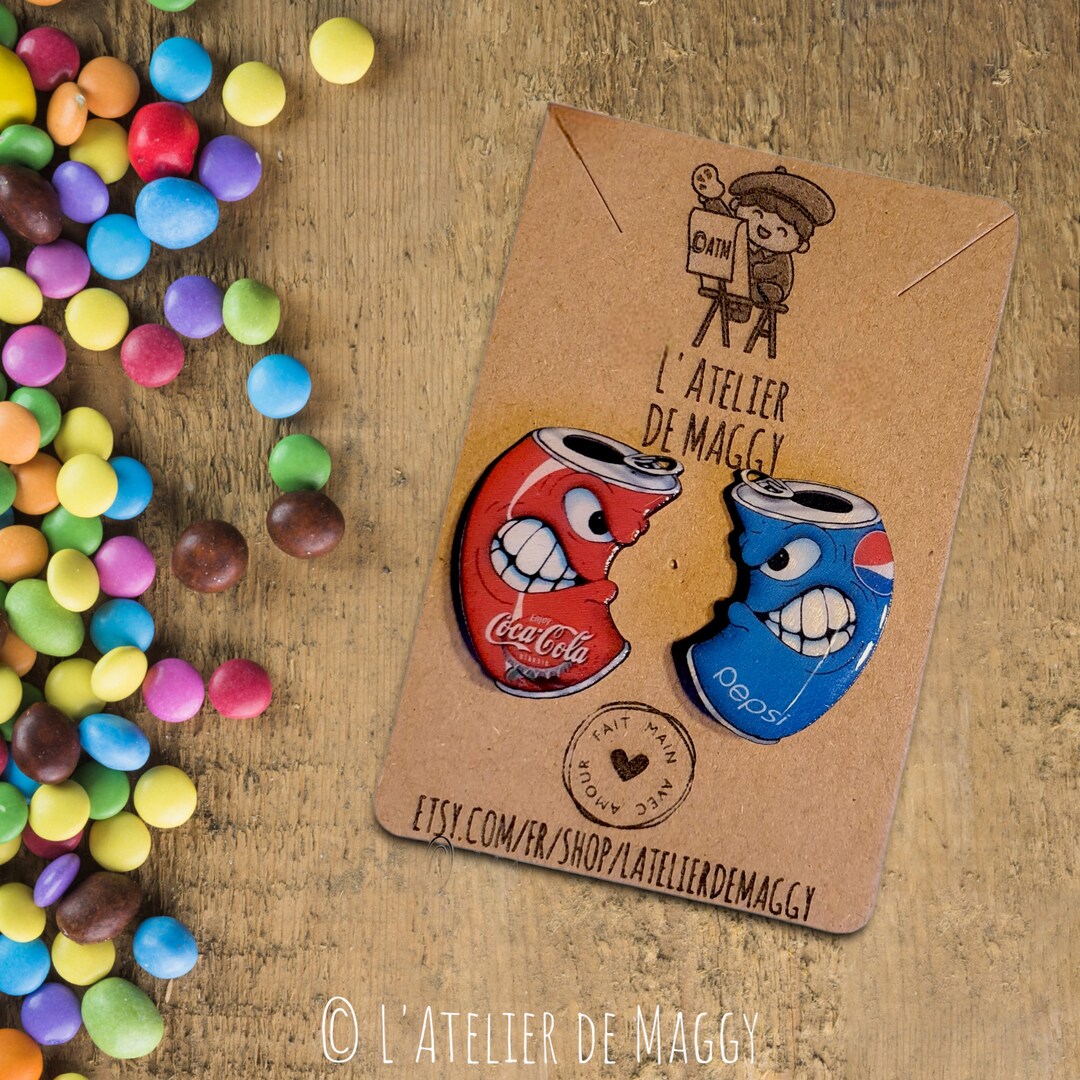 Gift Idea: Wooden Pepsi Cola and Coca Cola Can Pins Pepsi Cola Versus ...