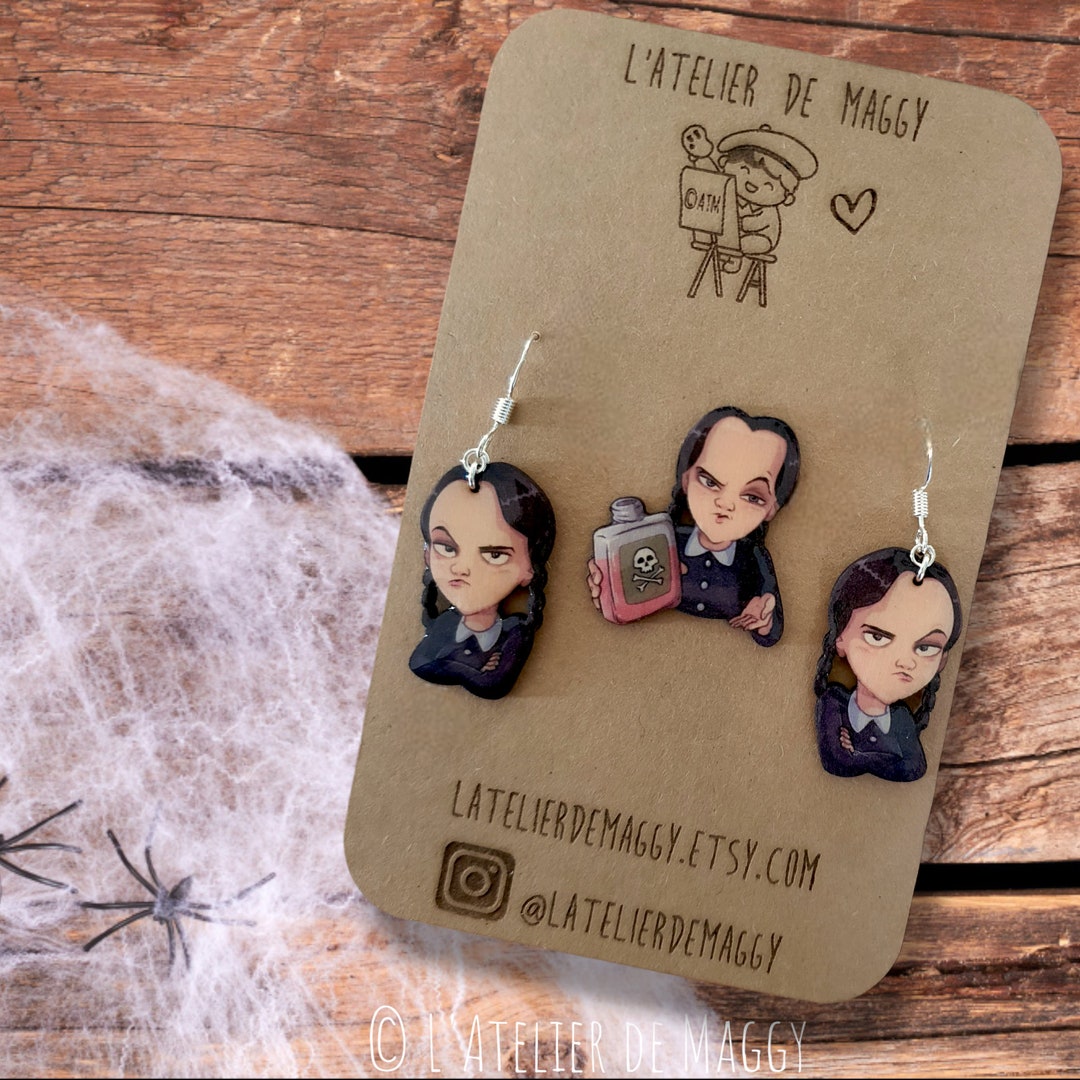 Wednesday Addams Gift Idea Wednesday Addams Earrings Brooch Wednesday ...