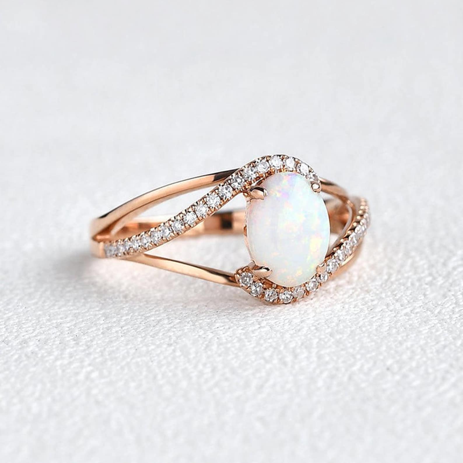 Oval Cut Natural Opal Engagement Ring, Oval Cut Opal Wedding Ring ...