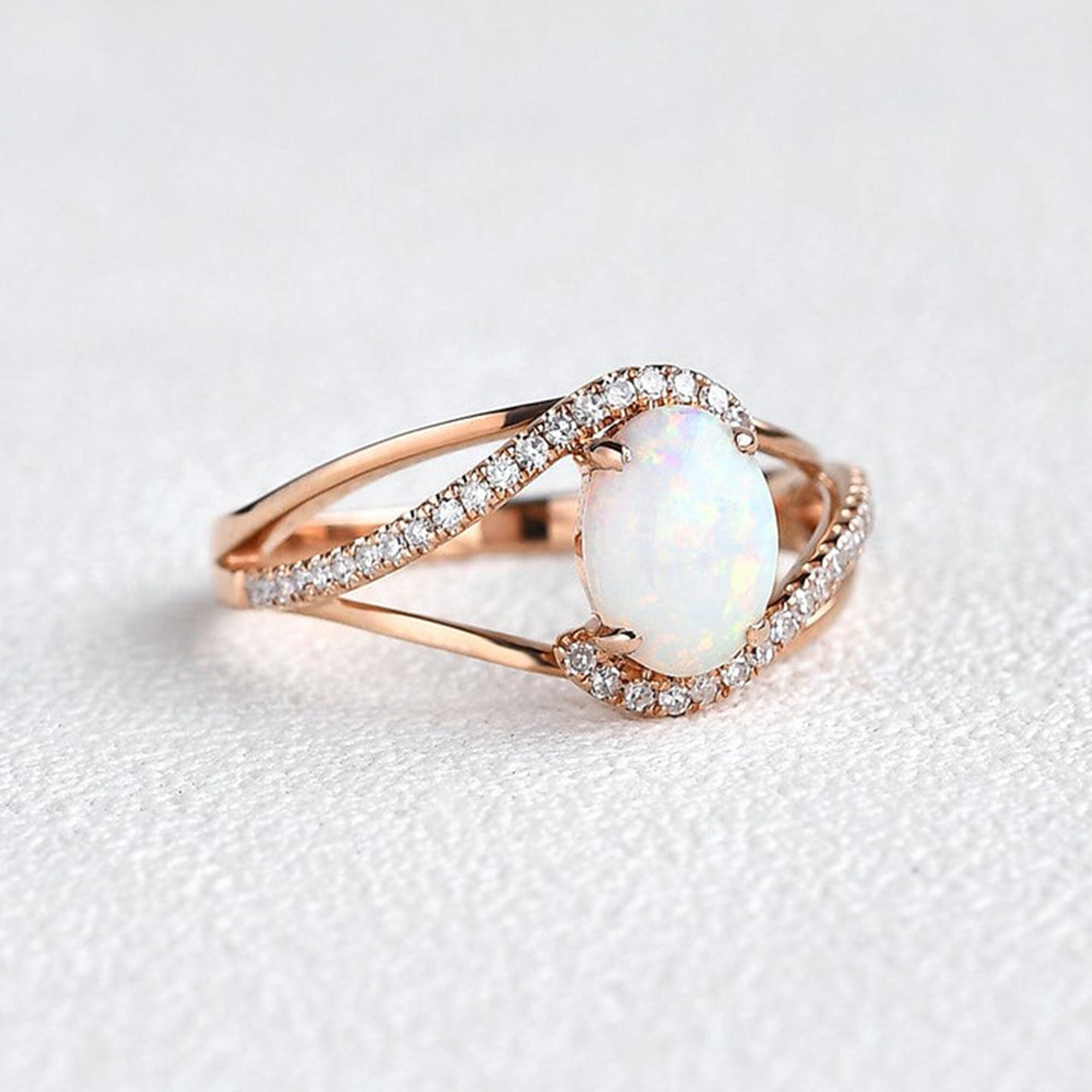 Oval Cut Natural Opal Engagement Ring, Oval Cut Opal Wedding Ring ...