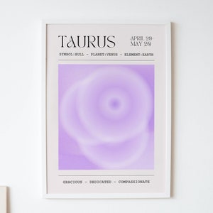 Taurus Zodiac Print - Astrology Star Sign Poster - Gifts for Her ...