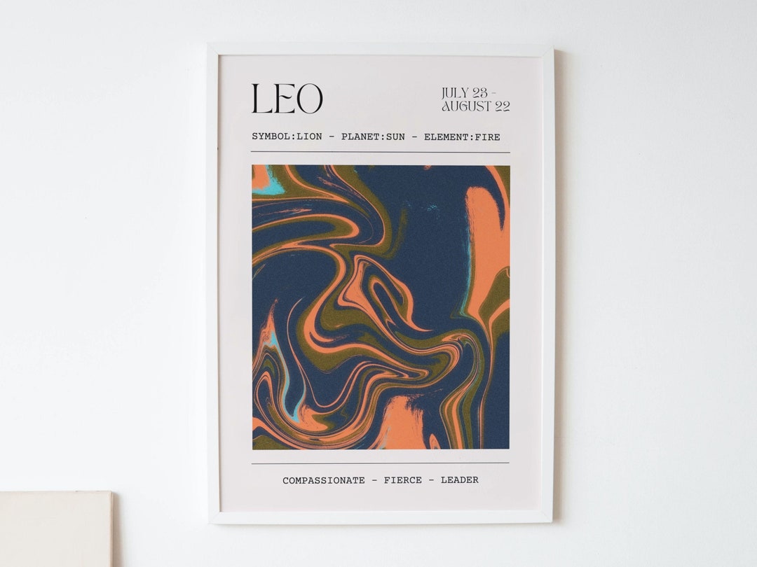 Leo Zodiac Print - Graphic Design Astrology Poster - Minimal Design ...
