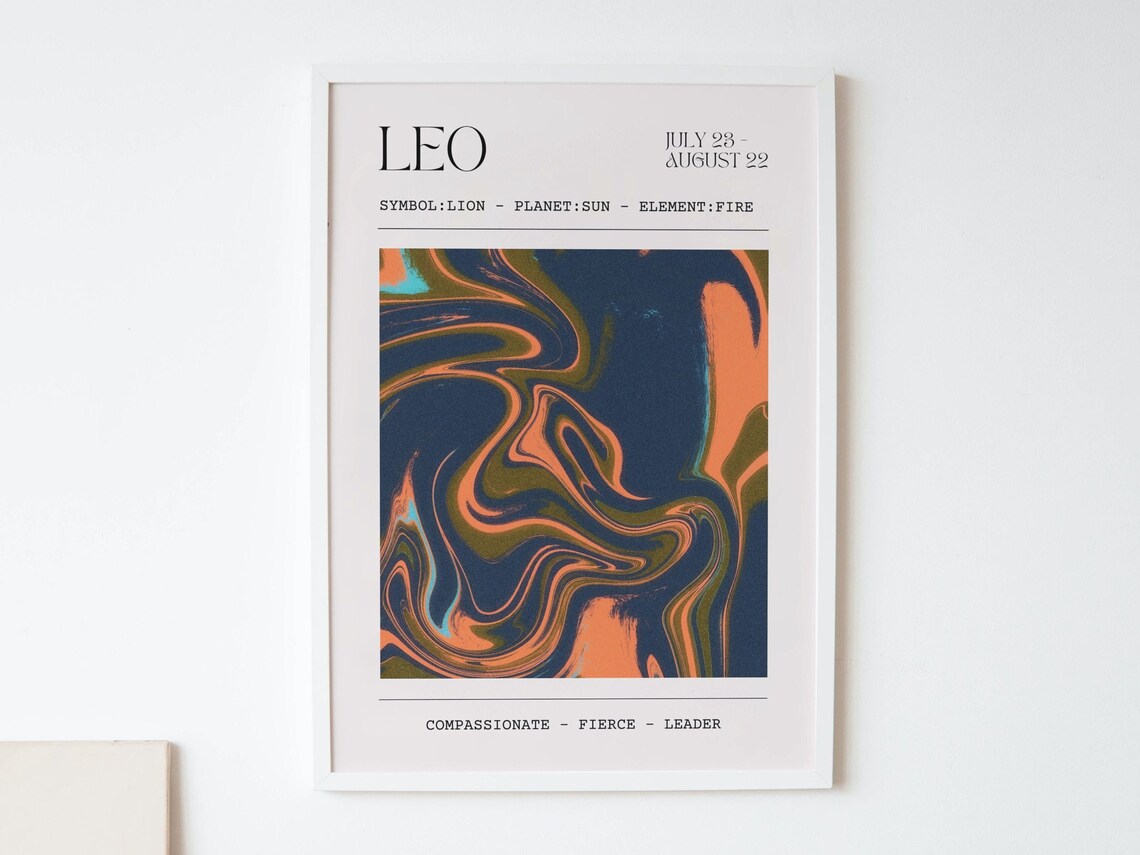 Leo Zodiac Print Graphic Design Astrology Poster Minimal - Etsy