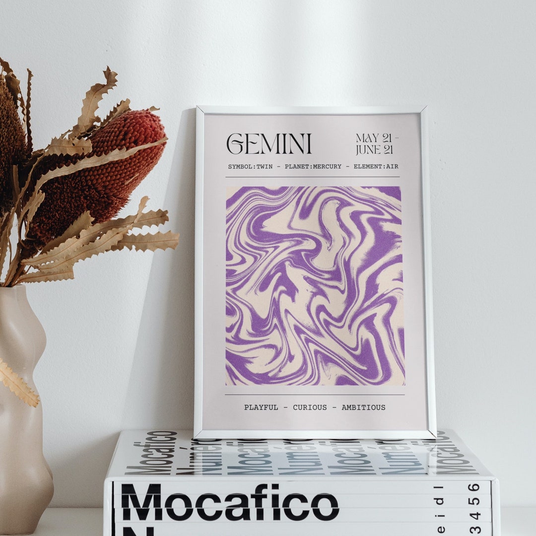 Gemini Zodiac Print - Astrology Star Sign Poster - Gifts for Her ...