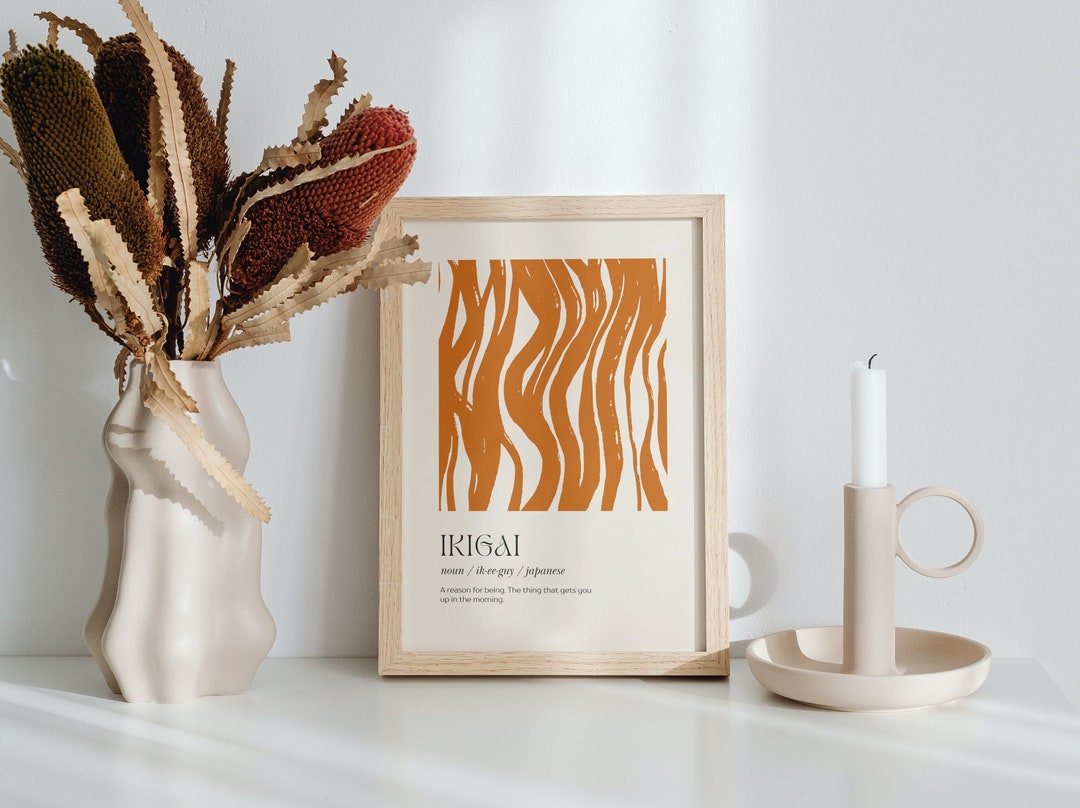 Ikigai Wall Art Print - Meaningful Words Artwork - Inspirational Quote ...