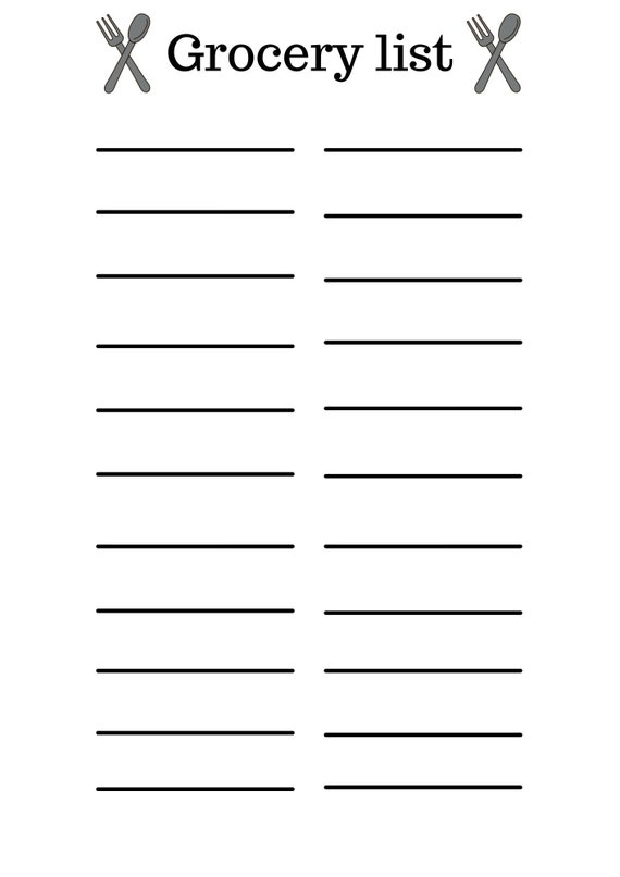 Grocery List Printable Basic | Etsy