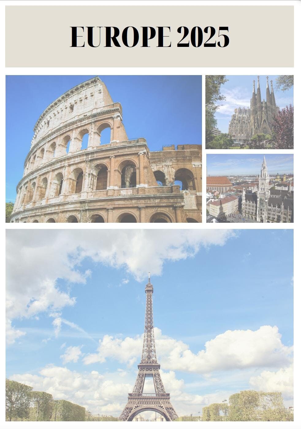 Editable Europe Travel Itinerary Template | Customisable Canva Template ...