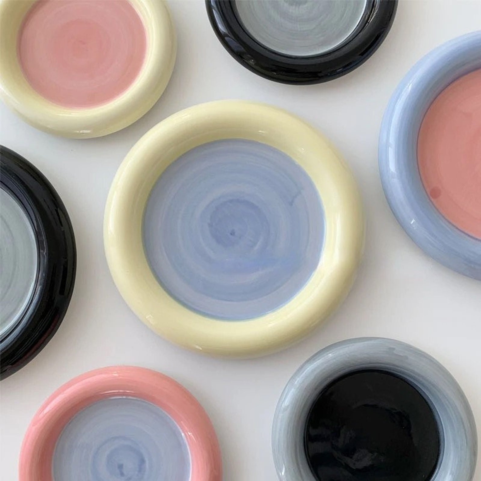 Chunky Ceramic Plates Aesthetic Pastel Plate Chubby Bubble - Etsy