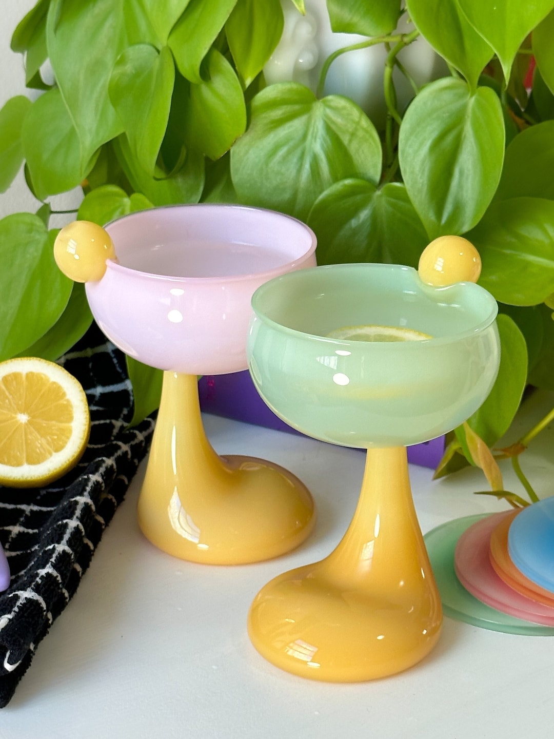 Unique Cocktail Glasses Coupe Glass Colorful Glassware Funky Cocktail ...