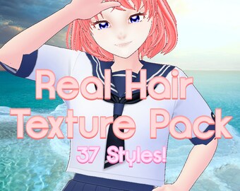 VROID TEXTURES Natural Hair Colors Texture Pack Hand Drawn 3D Vtuber ...