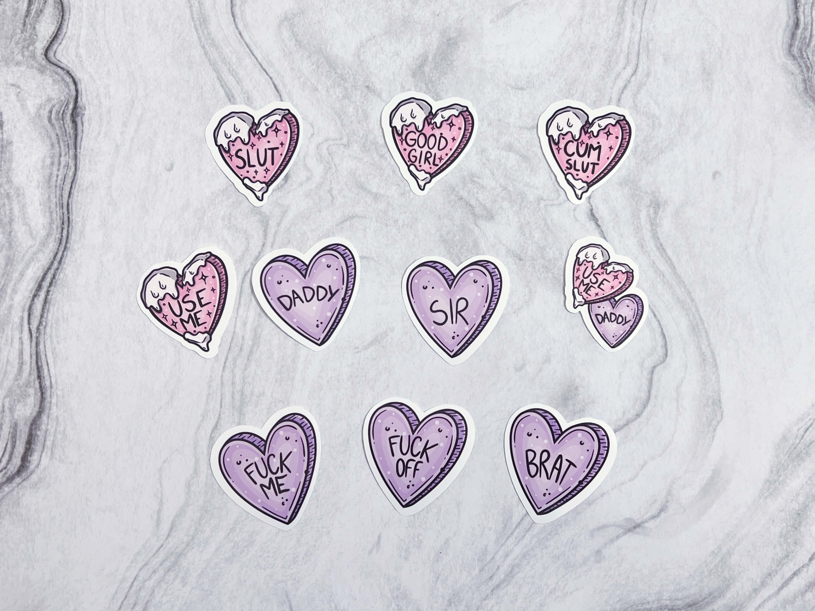 Kinky Candy Hearts Sticker Pack Bdsm Stickers Kinky Stickers Kinky Decals Adult Stickers Nsfw