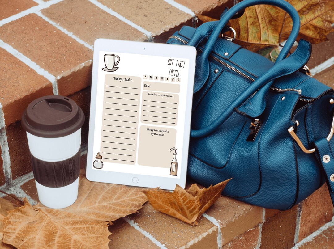 Coffee-themed Daily Task Planner | Submissive Daily Task Digital ...