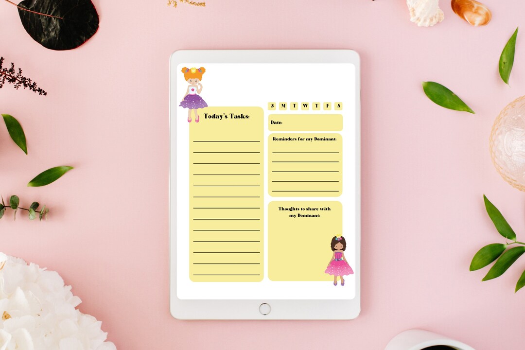 Princess Submissive Daily Task Planner | Submissive Daily Task Digital ...
