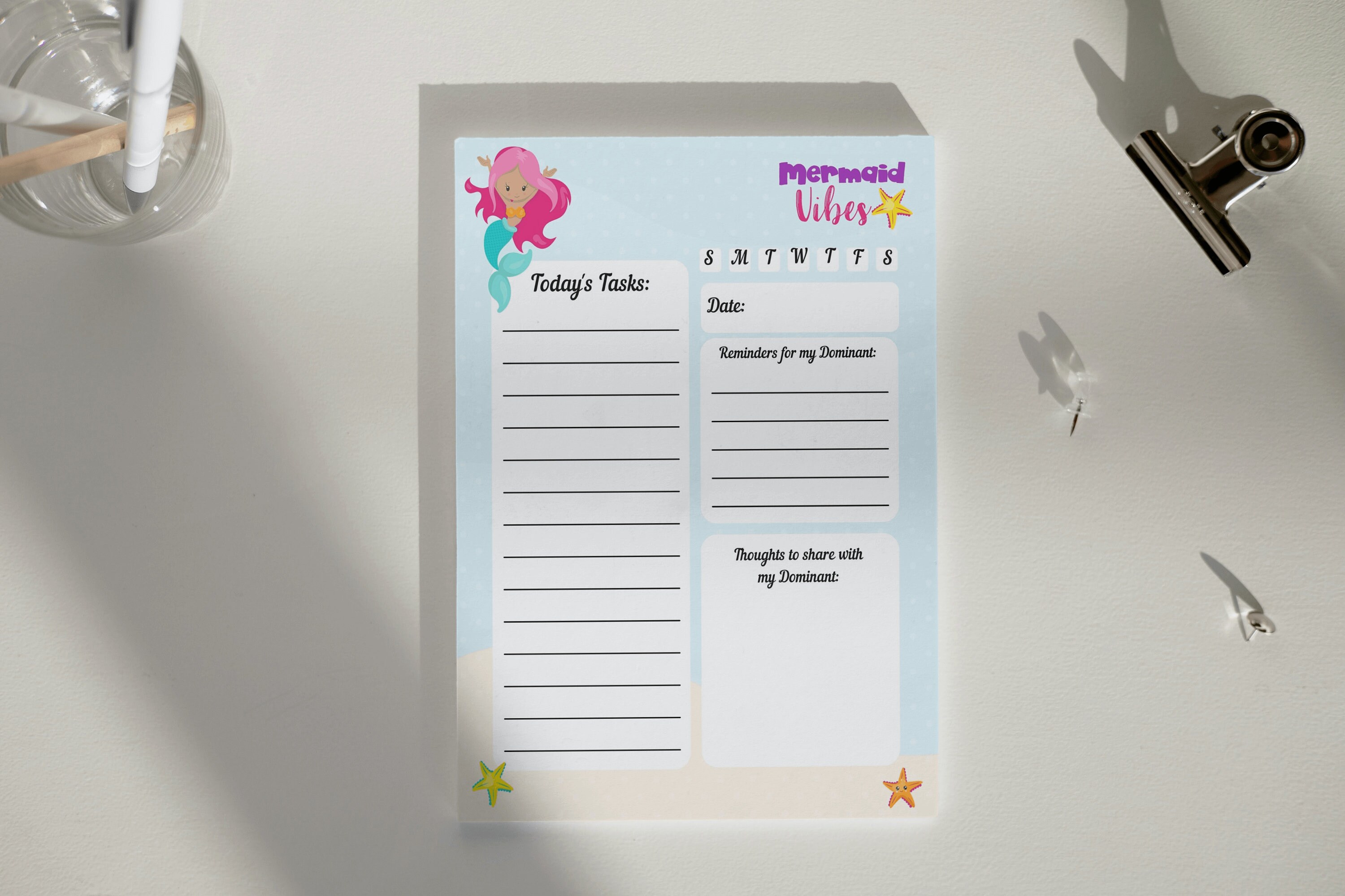 Mermaid Daily Task Planner | Submissive Daily Task Digital Planner ...