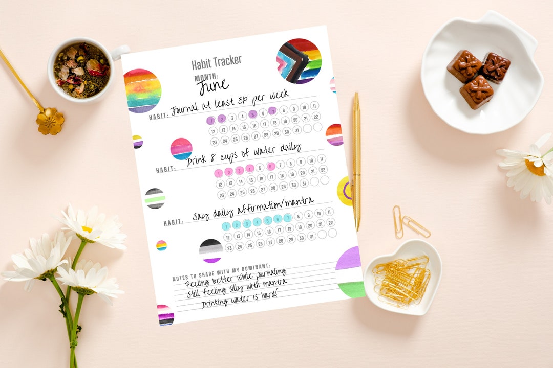 Pride Flag Monthly Habit Tracker | Submissive Monthly Habit Tracker ...