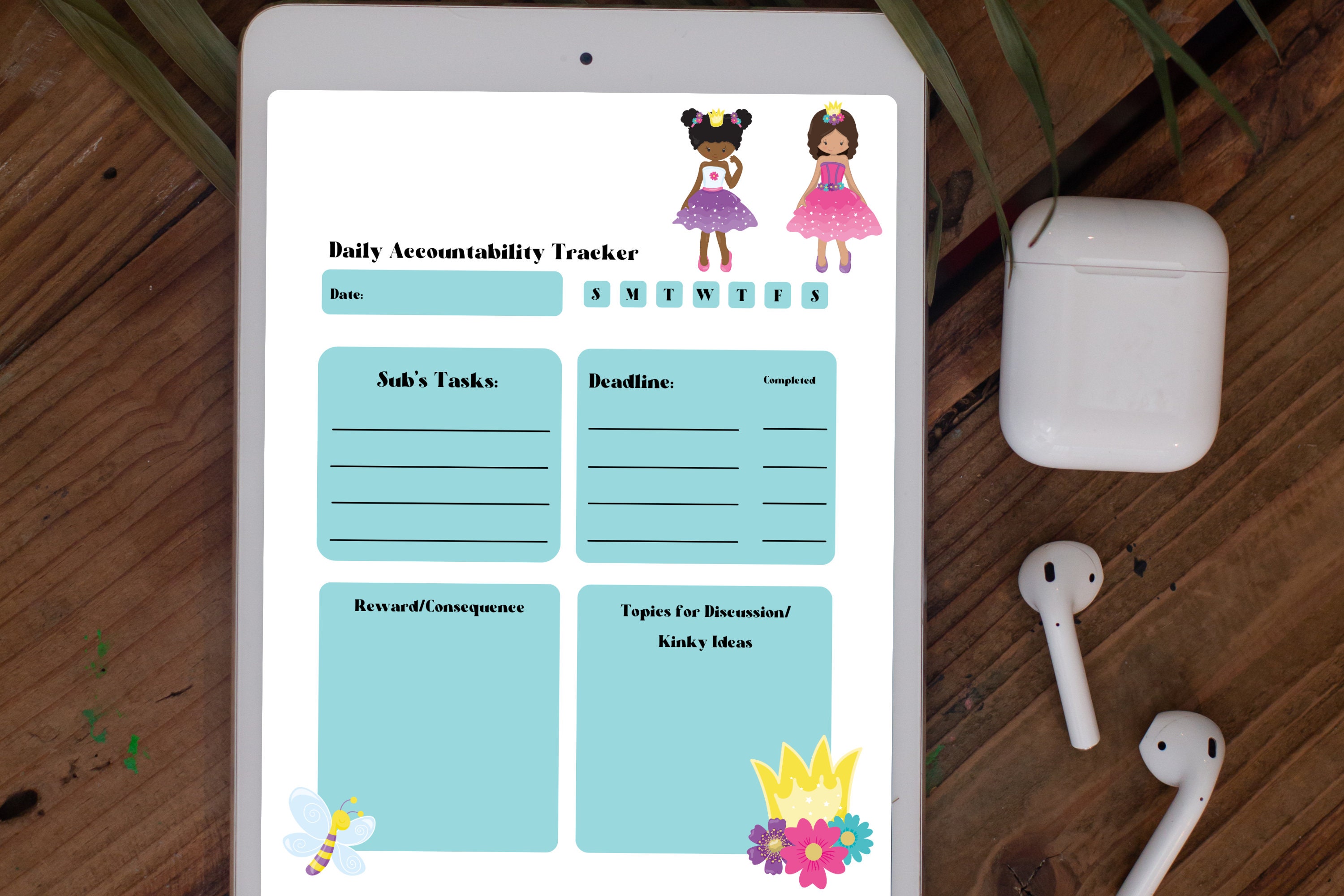Princess Daily Accountability Tracker for Dominants Submissive Training ...