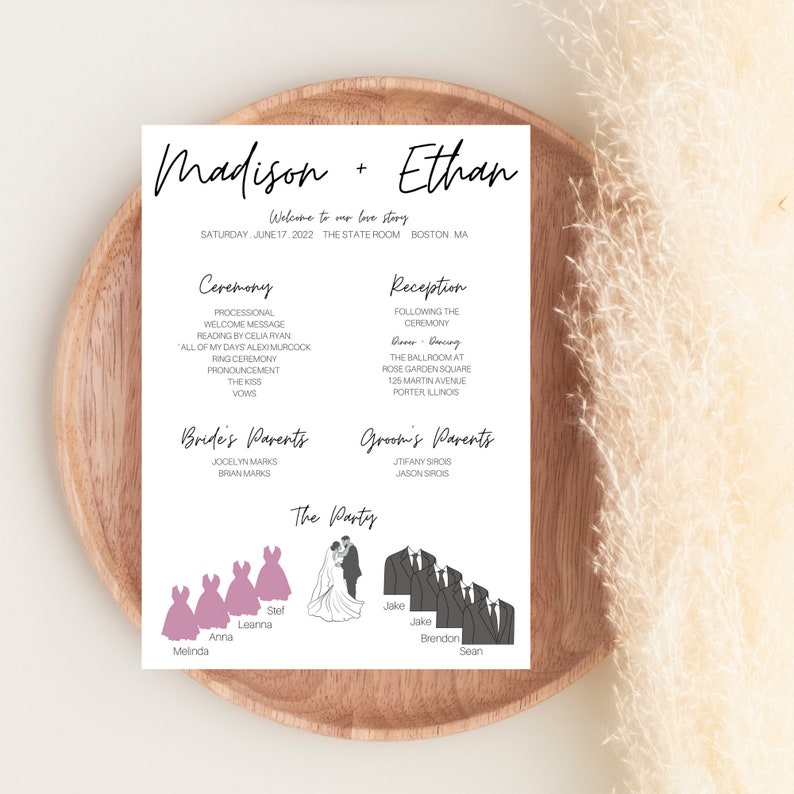 Wedding Day Program Template Wedding Day Details Wedding - Etsy