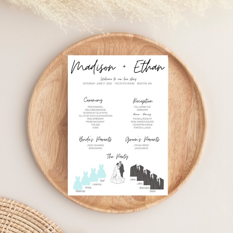 Wedding Day Program Template Wedding Day Details Wedding - Etsy