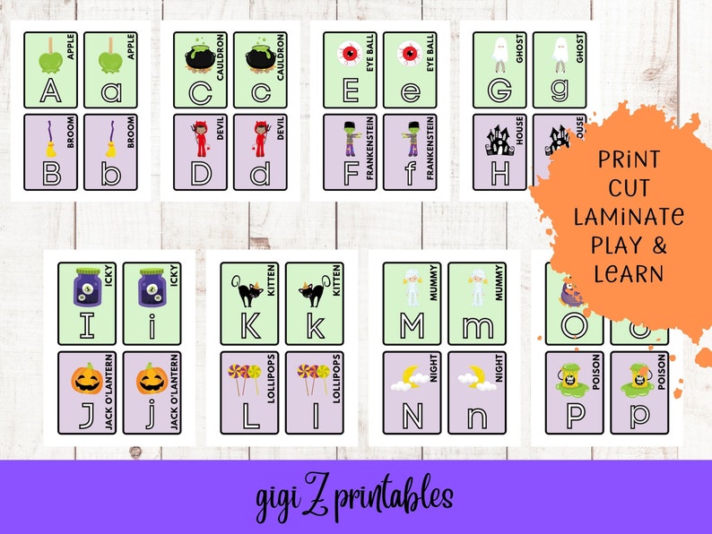 Printable Alphabet Flashcards Halloween Activity Halloween - Etsy