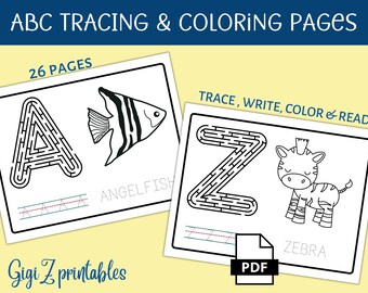 Phonics Tracing Coloring - Etsy