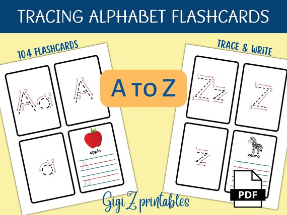 Printable Alphabet Flashcards Letter Tracing Early Phonics - Etsy