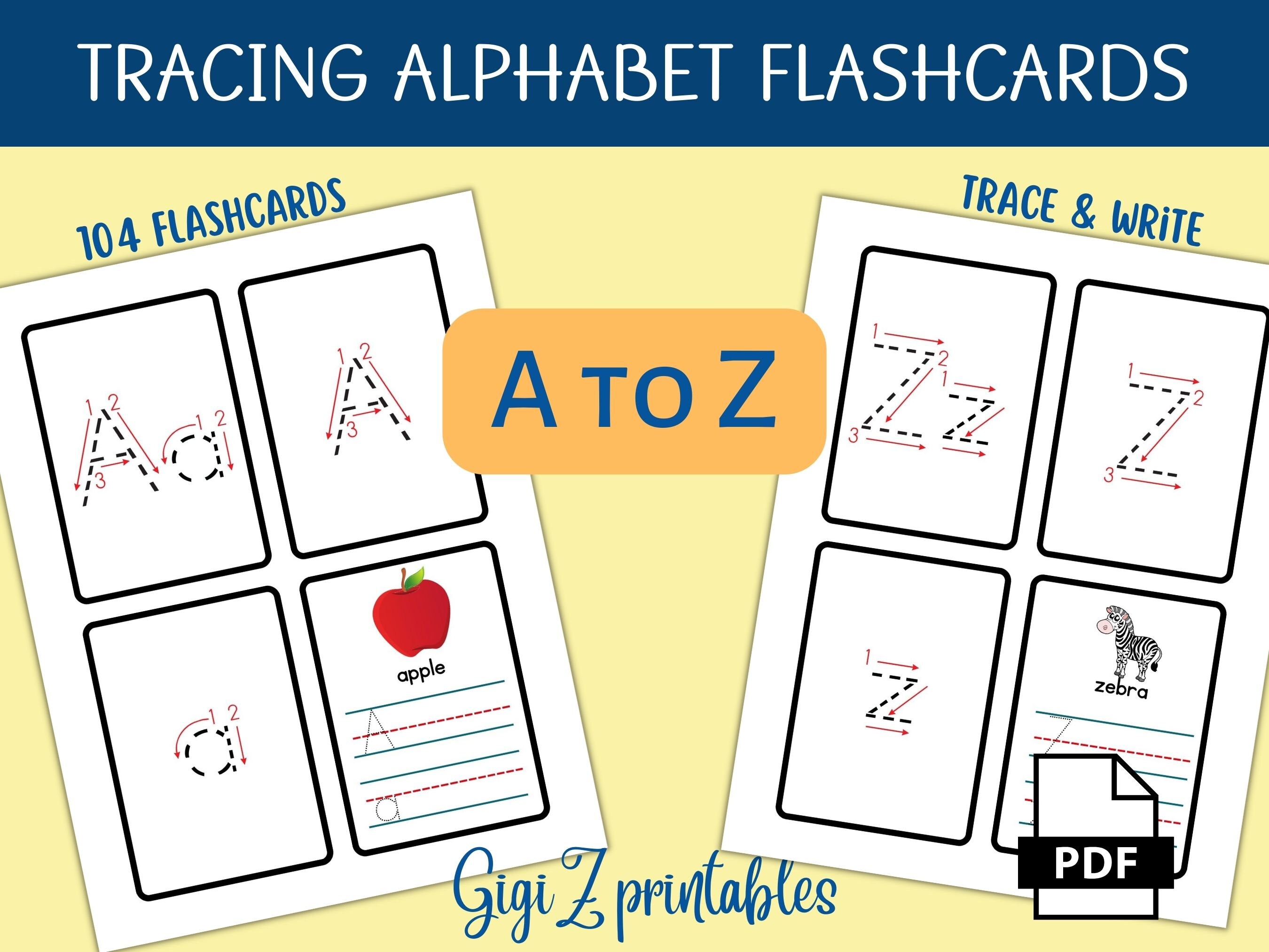 Printable Alphabet Flashcards Letter Tracing Early Phonics - Etsy México