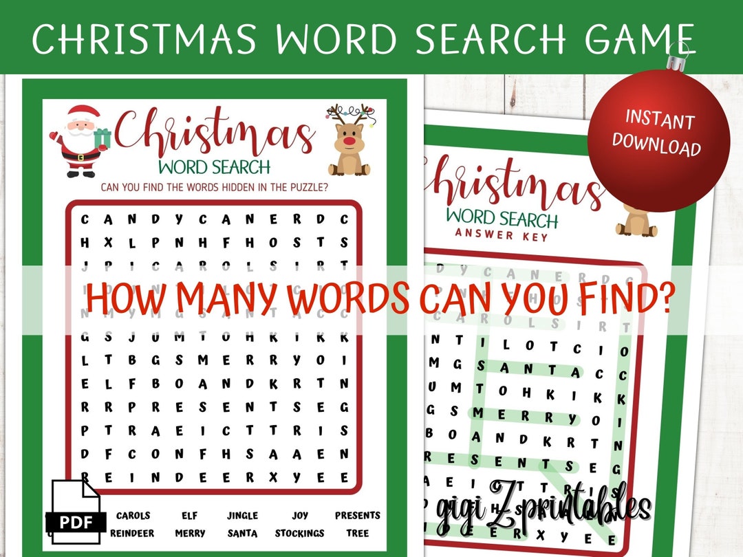 Printable Christmas Word Search Games Christmas Party Games - Etsy