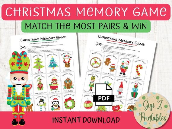 Printable Christmas Memory Card Game christmas Activity - Etsy
