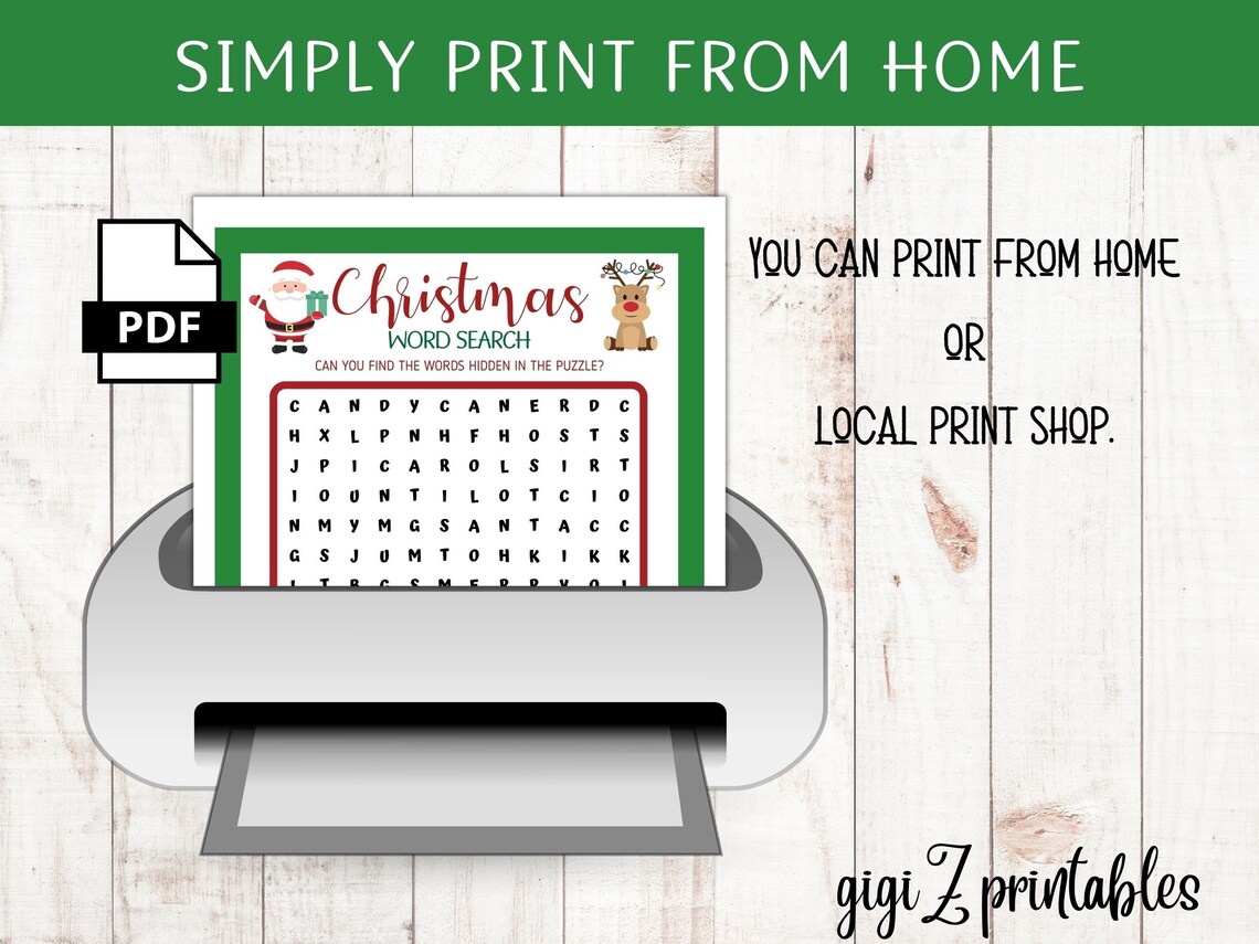 Printable Christmas Word Search Games Christmas Party Games - Etsy
