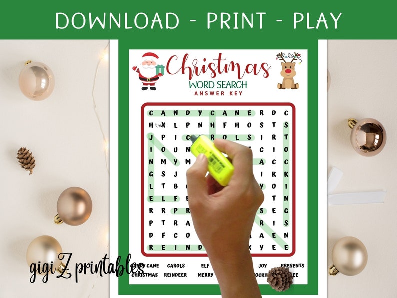 Printable Christmas Word Search Games Christmas Party Games - Etsy